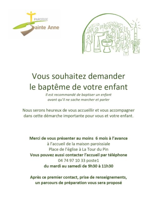 Demander le baptême pour son enfant - Paroisse Sainte Anne